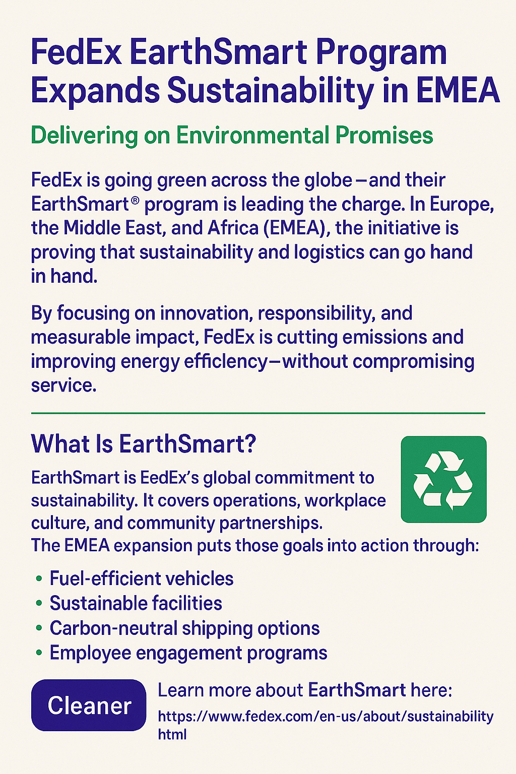 FedEx EMEA EarthSmart Program for Sustainable Logistics